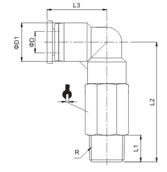PLL Elongated L Type Elbow Tubing Fitting With Brass Nickel Plated