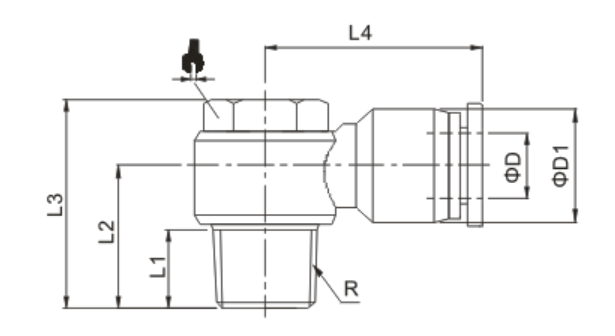 PH outer hexagon one touch Male conntector black colour R thread , Air ...