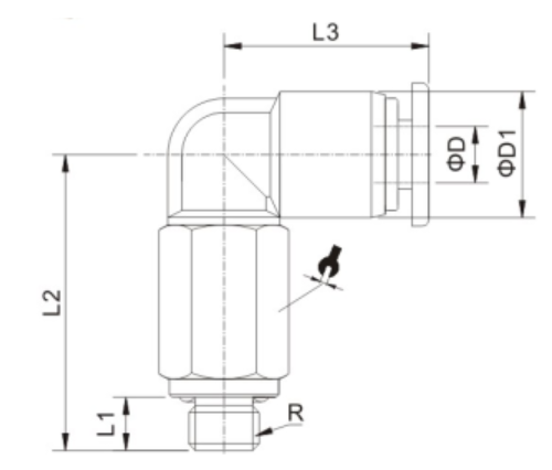 PLL - C Elongated Elbow Pneumatic Tube Fittings SMC Type Mini Size ...