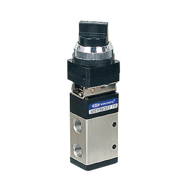 Mechanical Pneumatic Valve 3 / 2 Way , Plat Round Green Button Manual ...