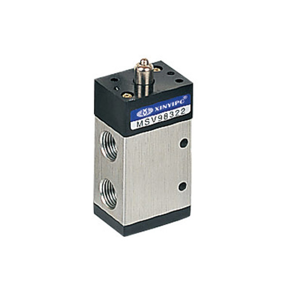 Mechanical Pneumatic Valve 3 / 2 Way , Plat Round Green Button Manual ...